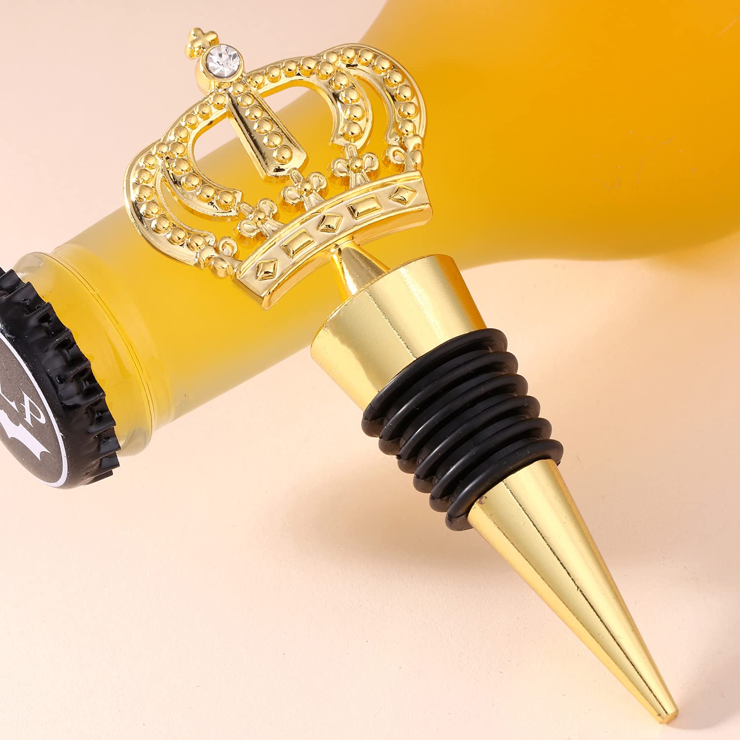 12PCS Gold Crown Wedding Favors for Guests,Funny Wine Bottle Stoppers Birthday Party Favors Bridal Shower Anniversary Return Gift (Crown Stopper, 12)