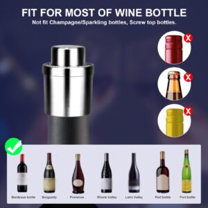 Vacuum Wine Bottle Stoppers, 2 pack, Vacuum Wine Saver, Vacuum Pump Corks, Freshness Keeper, Leak proof, Stainless Steel, Reusable, Best Gift Accessories, Vacumaster