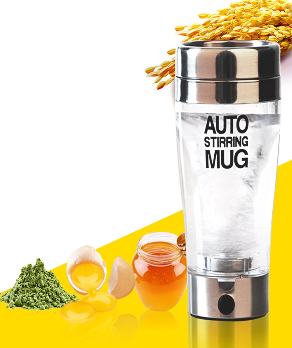 Mengshen Self Stirring Mug 400ML - Portable Multipurpose Mixer Auto Mixing Coffee Tea Cup Protein Shaker Mixer Double Insulated Electric, A037