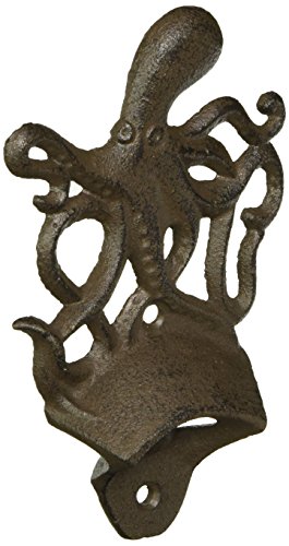 Hampton Nautical Cast Iron Wall Mounted Octopus 6" Bottle Opener