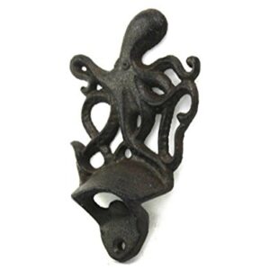 Hampton Nautical Cast Iron Wall Mounted Octopus 6" Bottle Opener