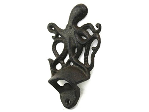 Hampton Nautical Cast Iron Wall Mounted Octopus 6" Bottle Opener