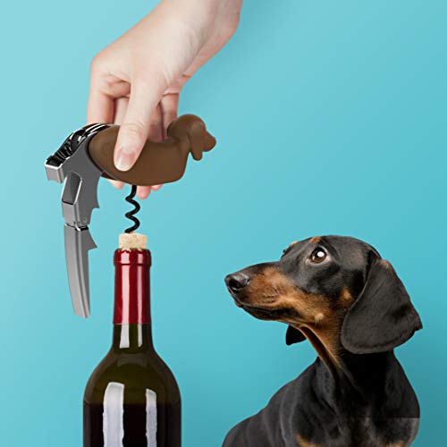 Genuine Fred WINER DOG Dachshund Dog Shaped Corkscrew, Brown