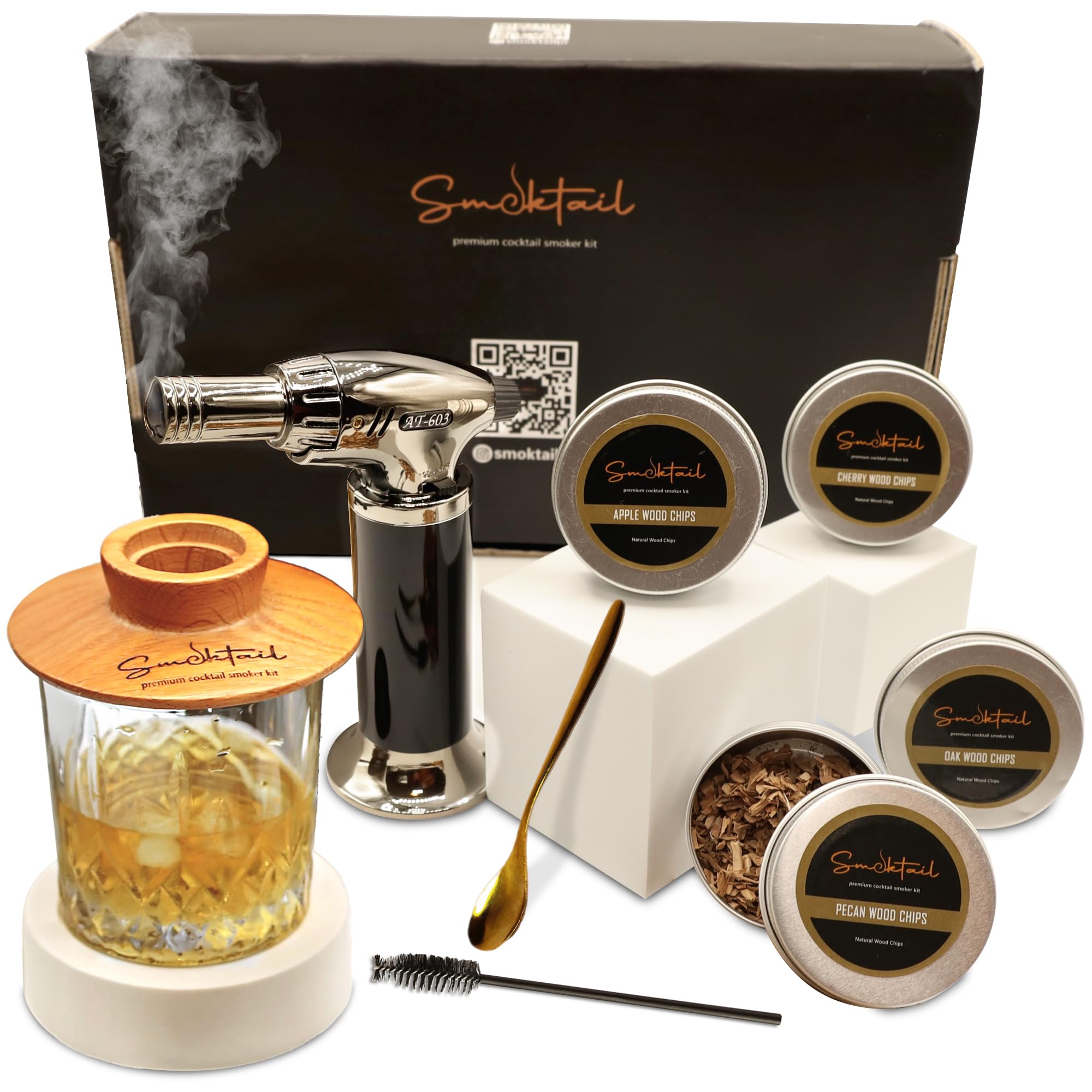 Cocktail Smoker Kit by Smoktail - Bourbon Smoker Kit - Experience The Perfect Blend of Bourbon and Smoke Best Gift to Men and Women (Without Butane) (Premium Kit)