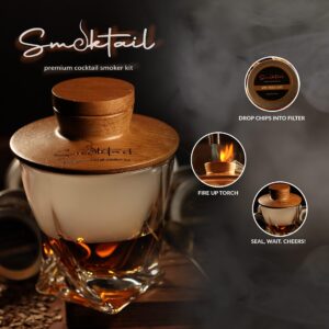 Cocktail Smoker Kit by Smoktail - Bourbon Smoker Kit - Experience The Perfect Blend of Bourbon and Smoke Best Gift to Men and Women (Without Butane) (Premium Kit)