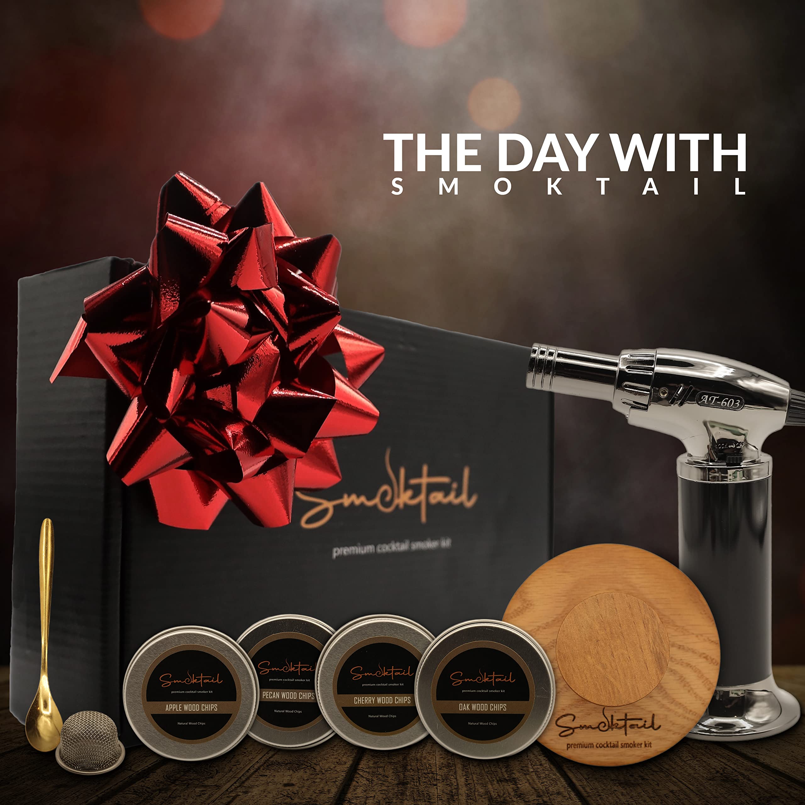 Cocktail Smoker Kit by Smoktail - Bourbon Smoker Kit - Experience The Perfect Blend of Bourbon and Smoke Best Gift to Men and Women (Without Butane) (Premium Kit)