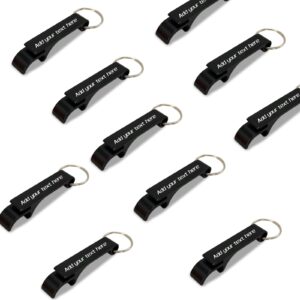 100pcs personalized bottle opener keychain, custom wedding favors small gifts keychain bulk, promotional item with your logo freebies. (black, 100)