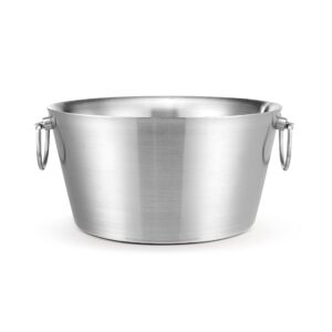 demdaco double walled silver tone 14.5 x 14.5 stainless steel metal beverage tub