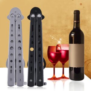 OULII Butterfly Knife Style Bottle Opener Tool Metal Beer Opener Bar Supplies (Black)