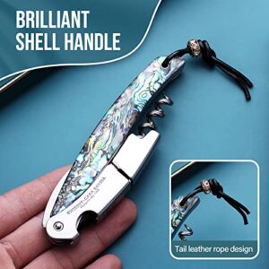 Drincarier Shell Handle Waiter Corkscrews-Wine Openers,Corkscrew Bottle Openers,3-in-1 Wine Key Tool With Foil Cutter & Dual Hinge Fulcrum - Waiters Corkscrew…