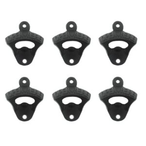 luwanburg 6 pcs black cast iron beer bottle opener wall mounted bottle cap opener open here for man cave patio bar