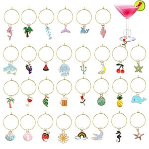 hisevog 30pcs beach theme wine glass charms