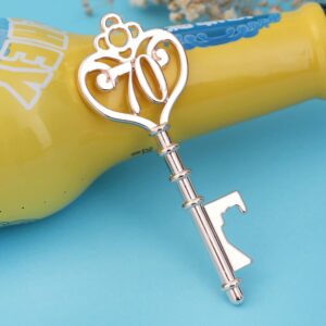 25 Pack 70th Birthday Party Favors 70 Shaped Key Bottle Openers for Birthday 70th Birthday Gifts Souvenirs for Guest,70th Birthday Party Decorations (25, Gold 70th)