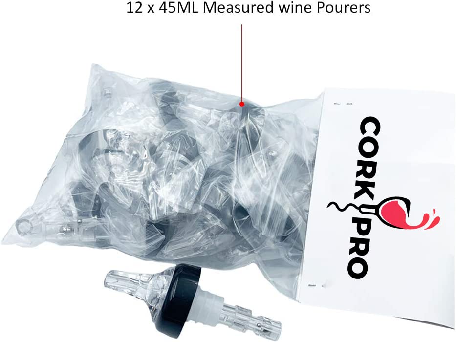 CORKPRO Automatic Measured Alcohol Bottle Pourers—1.5oz/45ml Clear Quick Shot Spirits Measure Liquor Pourer—Cocktail Wine Dispenser for Bar & Home Tool