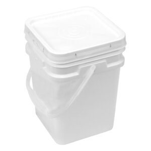 Square Bucket 4-Gallon Bucket with White Snap-on Lid with Gasket