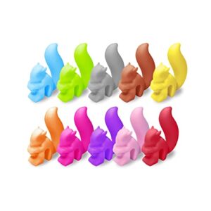 10pcs drink markers, squirrel silicone wine charms, assorted,silicone glass markers for bar party, tea bags holders cup mug, tea bag coasters, martinis cocktail champagne stem glasses（suitable for cups with thickness over 0.3cm/0.12in）