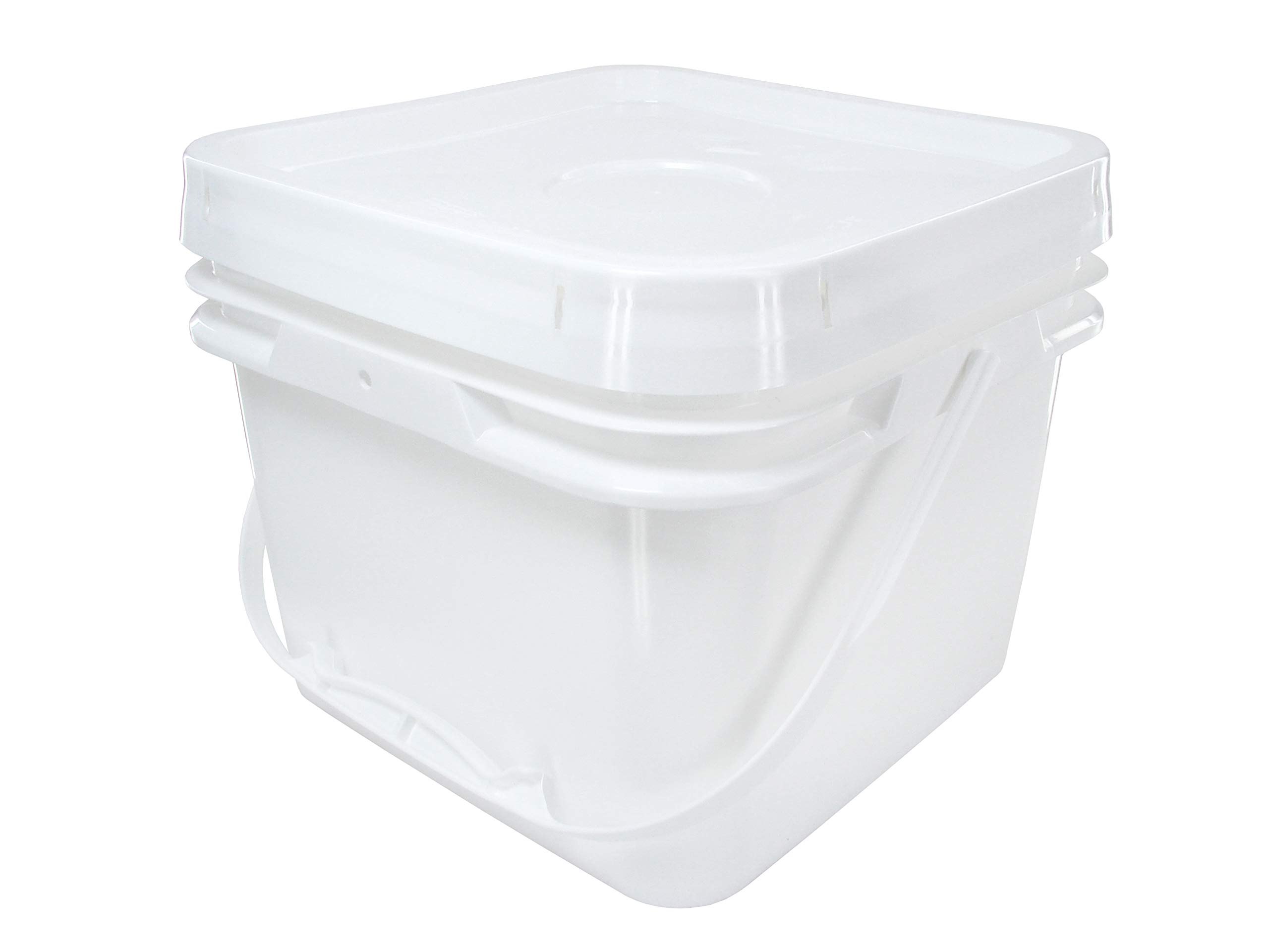 Square Bucket 2-Gallon Bucket with White Snap-on Lid