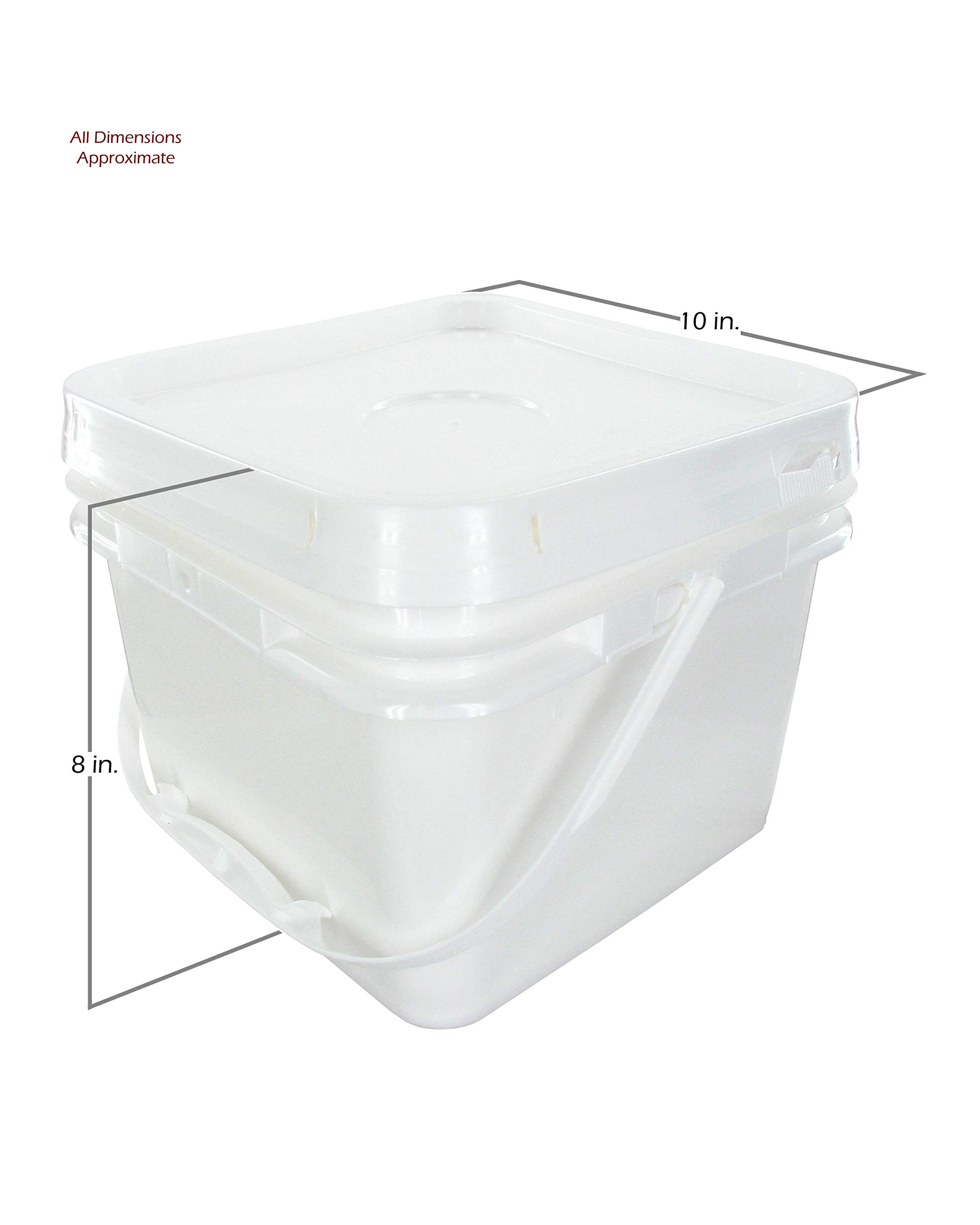 Square Bucket 2-Gallon Bucket with White Snap-on Lid