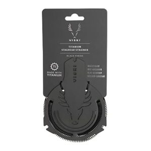 Viski Hawthorne Laser Cut Cocktail Strainer for Drinks with Springs and Scratch Resistant Titanium Finish-Set of 1, Black-Staghead