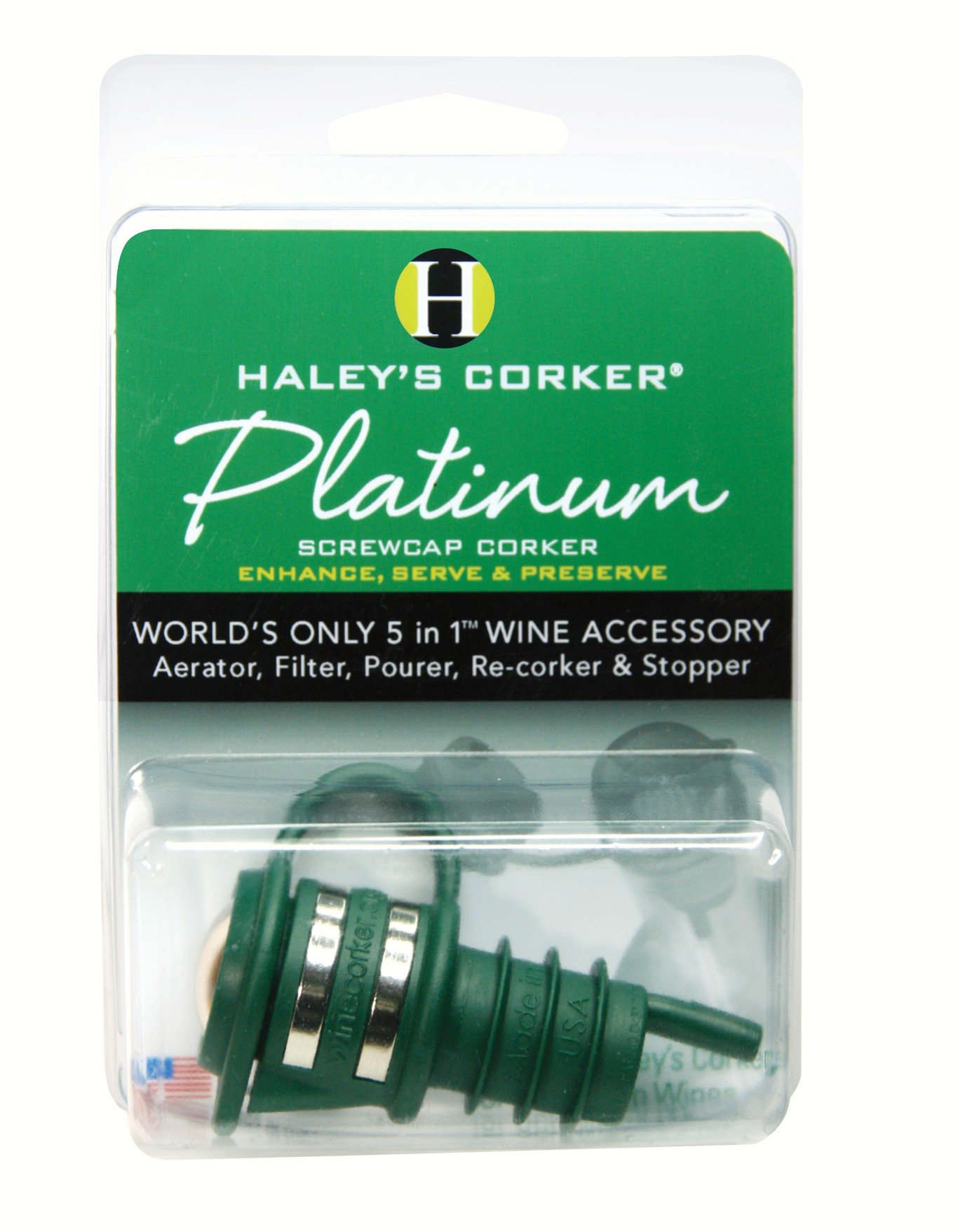 Haleys Corker Platinum Screw Top, Green (HALEYPG36)