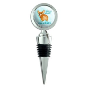 guess what corgi butt funny joke wine bottle stopper