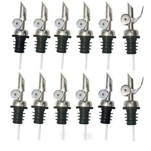 Weighted Stainless Steel Flip Top Lid Liquor Wine Free Flow Bottle Pourer Dispenser Olive Oil Pour Spouts (12-Pack)