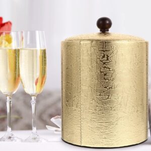 DOITOOL Double Wall Stainless Steel Insulated Ice Bucket with Lid and Ice Tongs for Home Bar Chilling Beer Champagne and Wine Golden