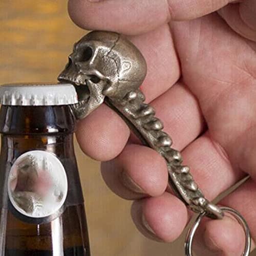 TTXS Skull Bottle Opener,Skull Bottle Opener Keychain Ring,Beer Bottle Opener with Magnetic Cap Catcher,Home Bartender Restaurant DéCor Made of Stainless Alloy