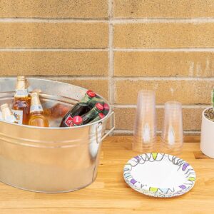 Simple Elements 6 Gallon Galvanized Tub - Multifunctional Ice Bucket - Beverage Tub for Parties, Events and Home Decor - Farmhouse Decor - Ice Tub - 2.97 Lbs - 19.25" L x 12.5" W x 9.25" T - Silver