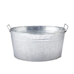 Simple Elements 6 Gallon Galvanized Tub - Multifunctional Ice Bucket - Beverage Tub for Parties, Events and Home Decor - Farmhouse Decor - Ice Tub - 2.97 Lbs - 19.25" L x 12.5" W x 9.25" T - Silver