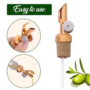 4 Pack Golden Olive Oil Spout with Cork Oil Spout Liquor Pourers Olive Oil and Vinegar Stopper Fits smaller than 0.78 inches for Kitchen (NOTE:Please pay attention to your bottle size before buying)