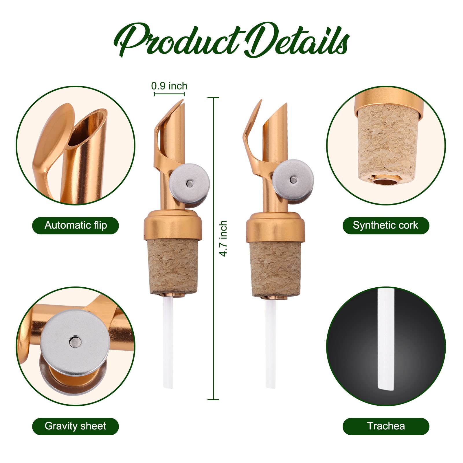 4 Pack Golden Olive Oil Spout with Cork Oil Spout Liquor Pourers Olive Oil and Vinegar Stopper Fits smaller than 0.78 inches for Kitchen (NOTE:Please pay attention to your bottle size before buying)