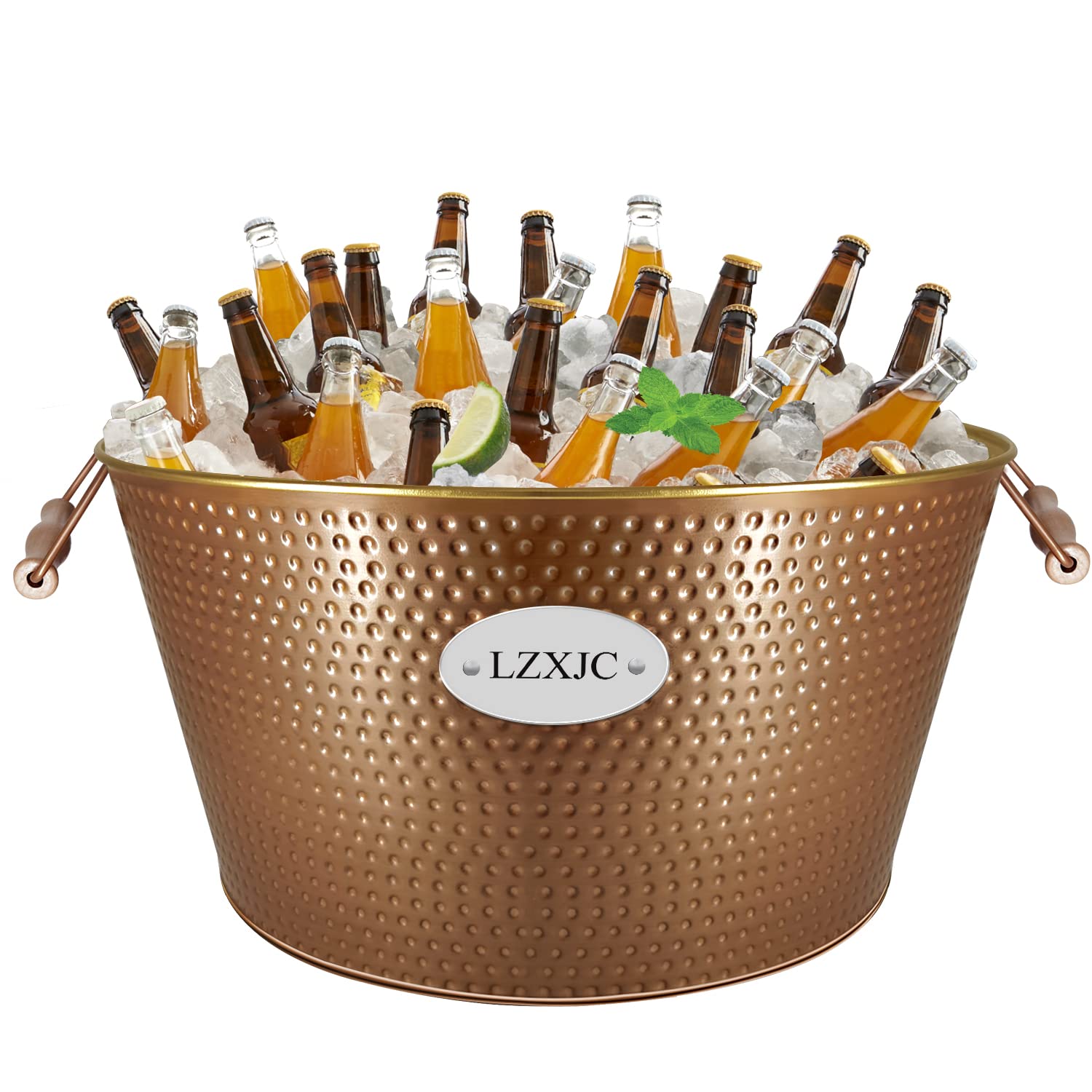 9 Gallons Gold Large Ice Bucket,Ice Bucket for Cocktail Bar,Ice Buckets for Parties,Galvanized Tub,Large Beverage Tub for Home Kitchen Outdoor