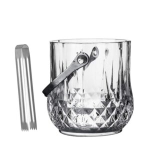 wymesw glass ice bucket wine cooler,champagne wine bucket,insulation ice bucket ice tongs,elegant crystal beverage tub for parties bar-a 12x13x10cm(5x5x4inch)