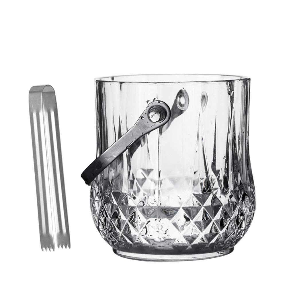 WYMESW Glass Ice Bucket Wine Cooler,Champagne Wine Bucket,Insulation Ice Bucket Ice Tongs,Elegant Crystal Beverage Tub for Parties Bar-a 12x13x10cm(5x5x4inch)