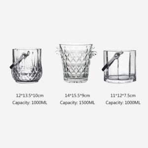 WYMESW Glass Ice Bucket Wine Cooler,Champagne Wine Bucket,Insulation Ice Bucket Ice Tongs,Elegant Crystal Beverage Tub for Parties Bar-a 12x13x10cm(5x5x4inch)