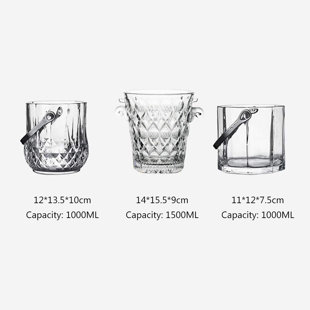 WYMESW Glass Ice Bucket Wine Cooler,Champagne Wine Bucket,Insulation Ice Bucket Ice Tongs,Elegant Crystal Beverage Tub for Parties Bar-a 12x13x10cm(5x5x4inch)