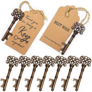 50pcs wedding favors skeleton key bottle opener with escort tag card