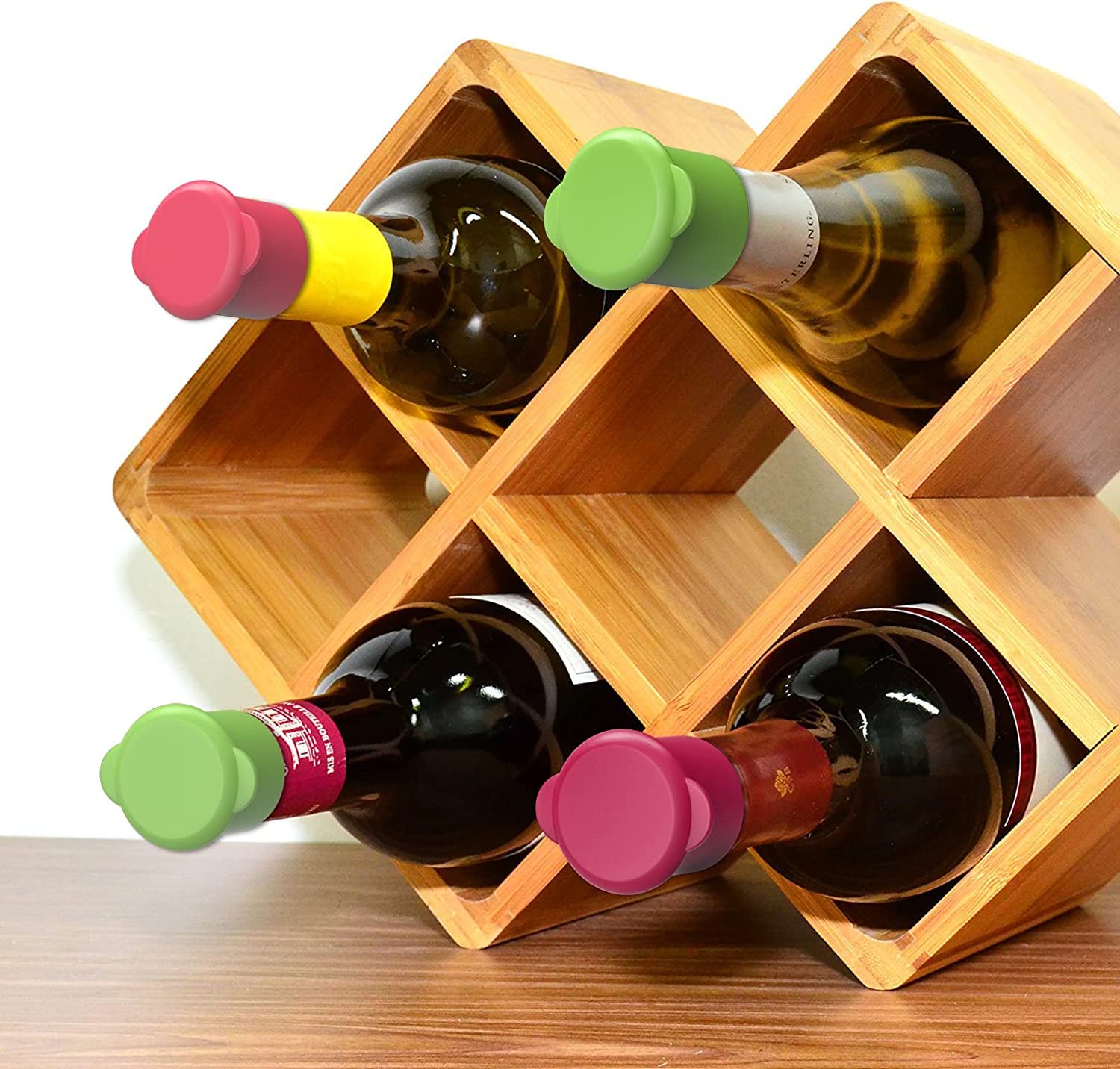 Wine Stoppers - Silicone Wine Bottle Caps - Reusable Unbreakable Sealer Cover Corks - Wine Gifts with Air-Tight Seal - Set of 2 Wine Accessories