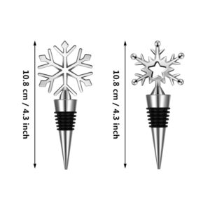 4 Pieces Snowflake Wine Stopper Decorative Christmas Wine Bottle Stopper for Keeping Wine Fresh Holiday Wedding Christmas Party Supplies (Novel Style)