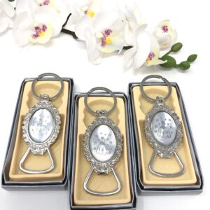 Quinceañera Keychain Bottle Opener Favor (12 PCS) - Sweet 15 Mis Quince 15 Birthday Sweet Sixteen Silver Color Metal Key Ring Gift for Guests