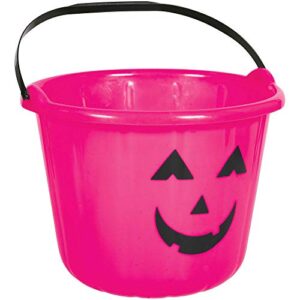 pink jack-o-lantern treat bucket - 6 1/2" x 8 3/4", 1 pc