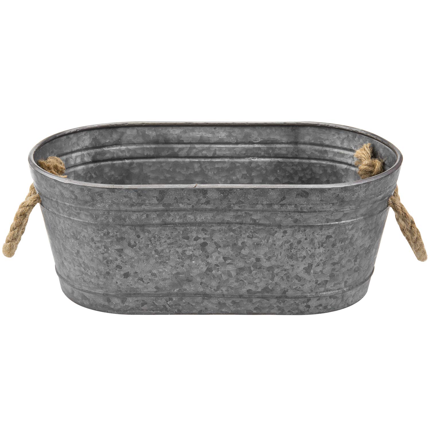 MyGift Rustic Galvanized Metal Beverage Bucket, Party Beverage Tub, Ice Buckets with Rope Handles