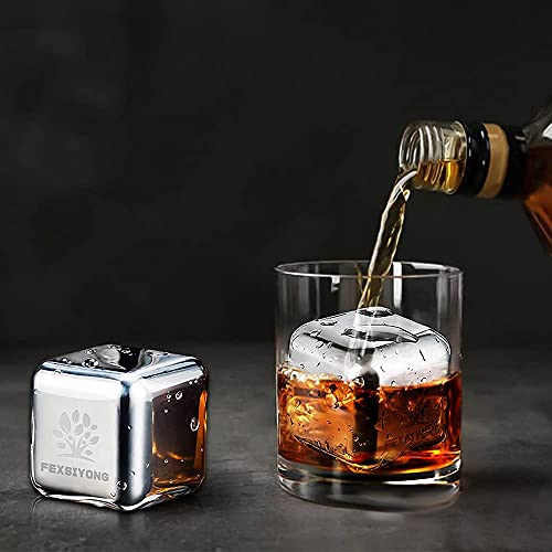 Whiskey Stones, Whiskey Gifts for Men, 1.5"Extra Large Reusable Ice Cube, Made of 304 Stainless Steel, Set of 2