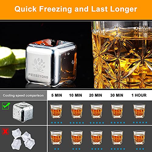 Whiskey Stones, Whiskey Gifts for Men, 1.5"Extra Large Reusable Ice Cube, Made of 304 Stainless Steel, Set of 2