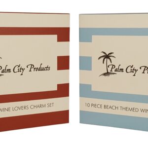 Palm City Products Bundle of Two Wine Charm Sets - 18 Pieces Total, Beach and Wine Themes