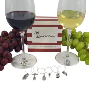 Palm City Products Bundle of Two Wine Charm Sets - 18 Pieces Total, Beach and Wine Themes