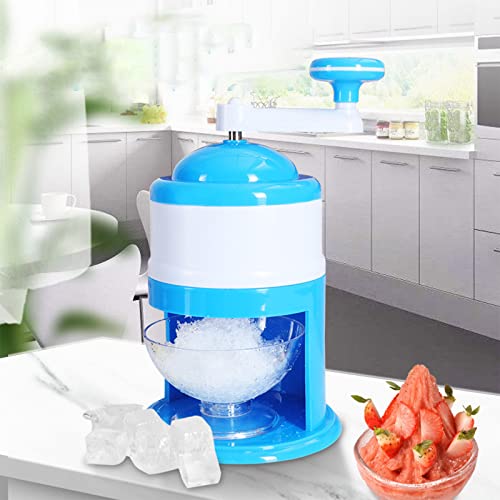 Portable Ice Crusher and Shaved Ice Machine, Manual Hand Crank Operated Fruit Smoothie Machine Mini Household Ice Shaver Small Ice Crusher Premium (A)