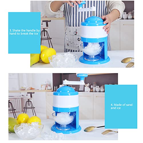 Portable Ice Crusher and Shaved Ice Machine, Manual Hand Crank Operated Fruit Smoothie Machine Mini Household Ice Shaver Small Ice Crusher Premium (A)