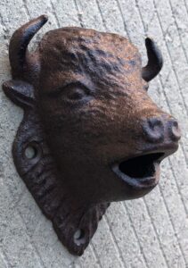 wall mounted buffalo bottle opener beer soda bar home man cave cabin cast iron